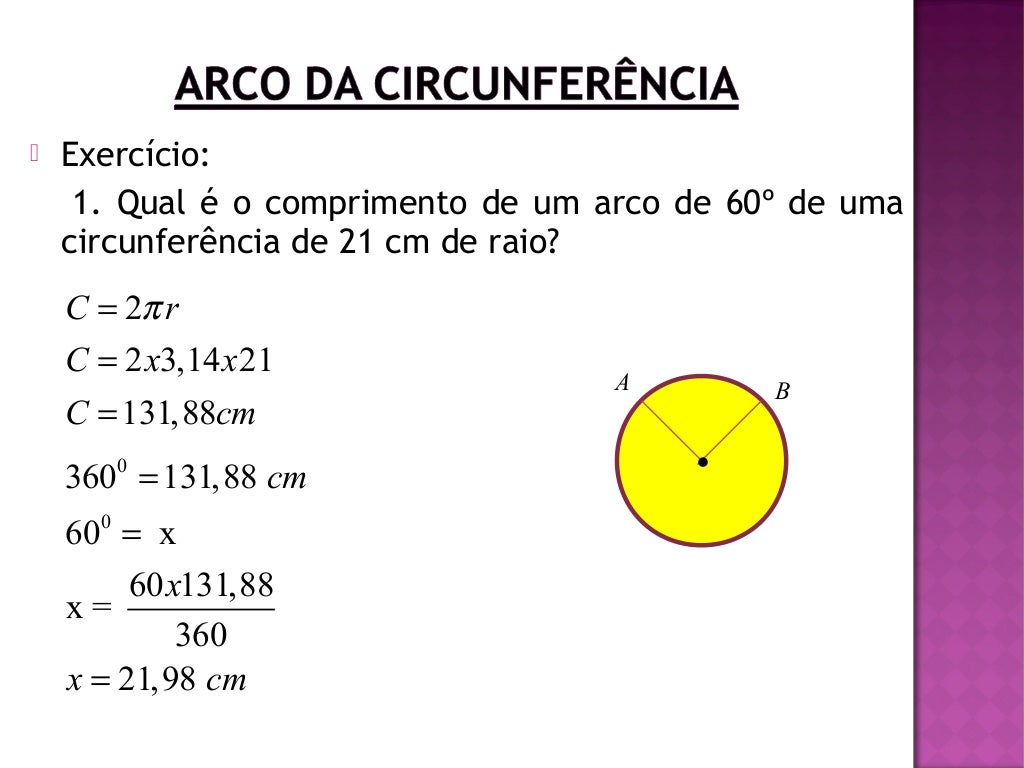 1. comprimento da circunferência