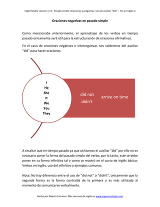 1.11 pasado simple oraciones y preguntas. uso de auxiliar did | PDF