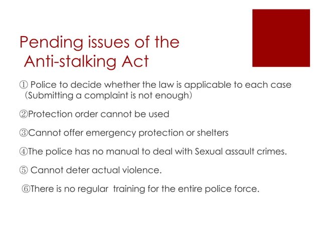 The revision of Japan’s DV law and Anti-stalking Act | PPT