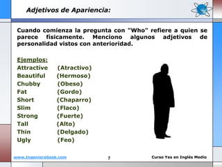 1.8 preguntas de personalidad apariencia be like & look like | PPTX