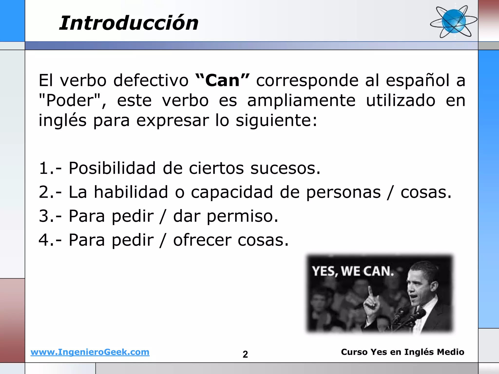 1.9. el uso de can y can't, oraciones y preguntas con este verbo | PPTX