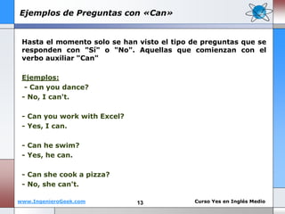 1.9. el uso de can y can't, oraciones y preguntas con este verbo | PPTX