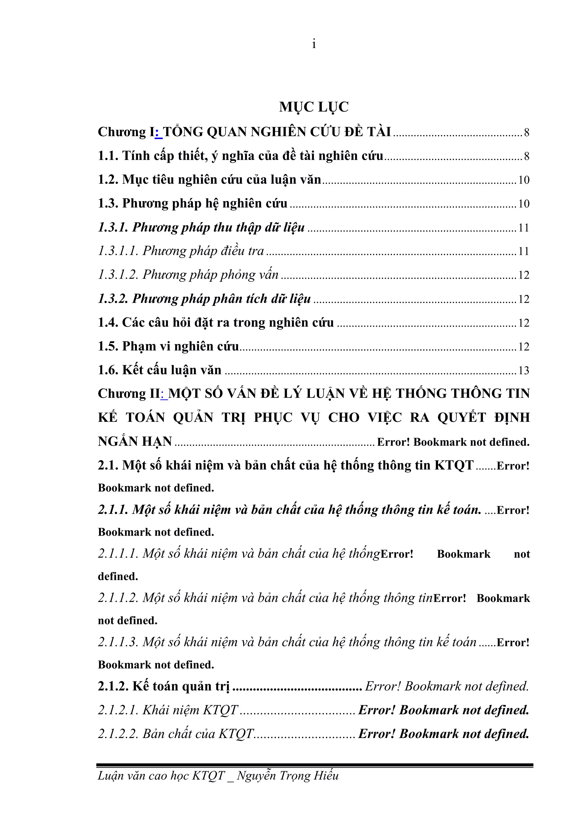 Tổ chức hệ thống thông tin kế toán quản trị phục vụ cho việc ra quyết định ngắn hạn tại Tổng ...
