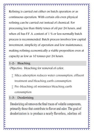 Refining process of fat and oil | PDF