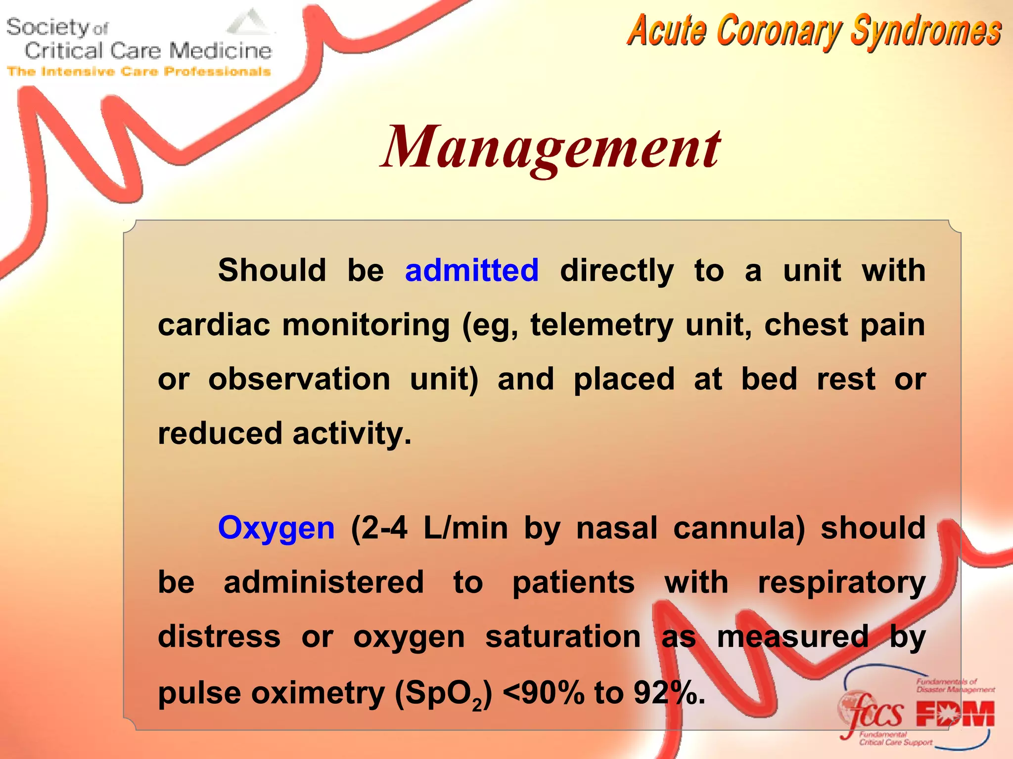 Acute coronary syndrome management | PPT
