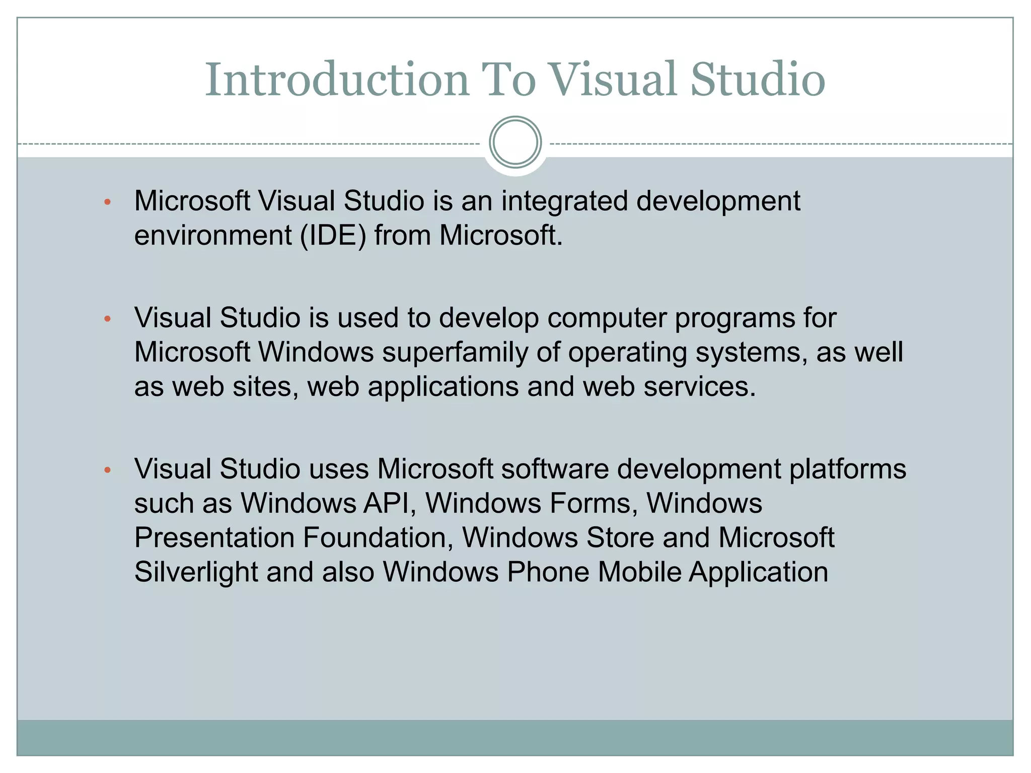 visual studio basics | PPT