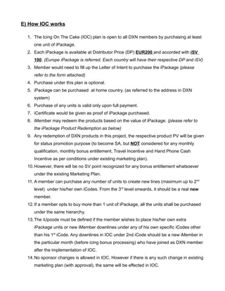 DXN - Icing On The Cake (IOC) | PDF