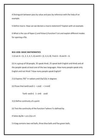 SMU BCA SPRING 2014 SOLVED ASSIGNMENTS SEM-1 | DOCX | Educational Assessment | Education