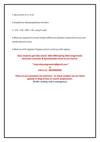 SMU BCA SPRING 2014 SOLVED ASSIGNMENTS SEM-1 | DOCX | Educational Assessment | Education