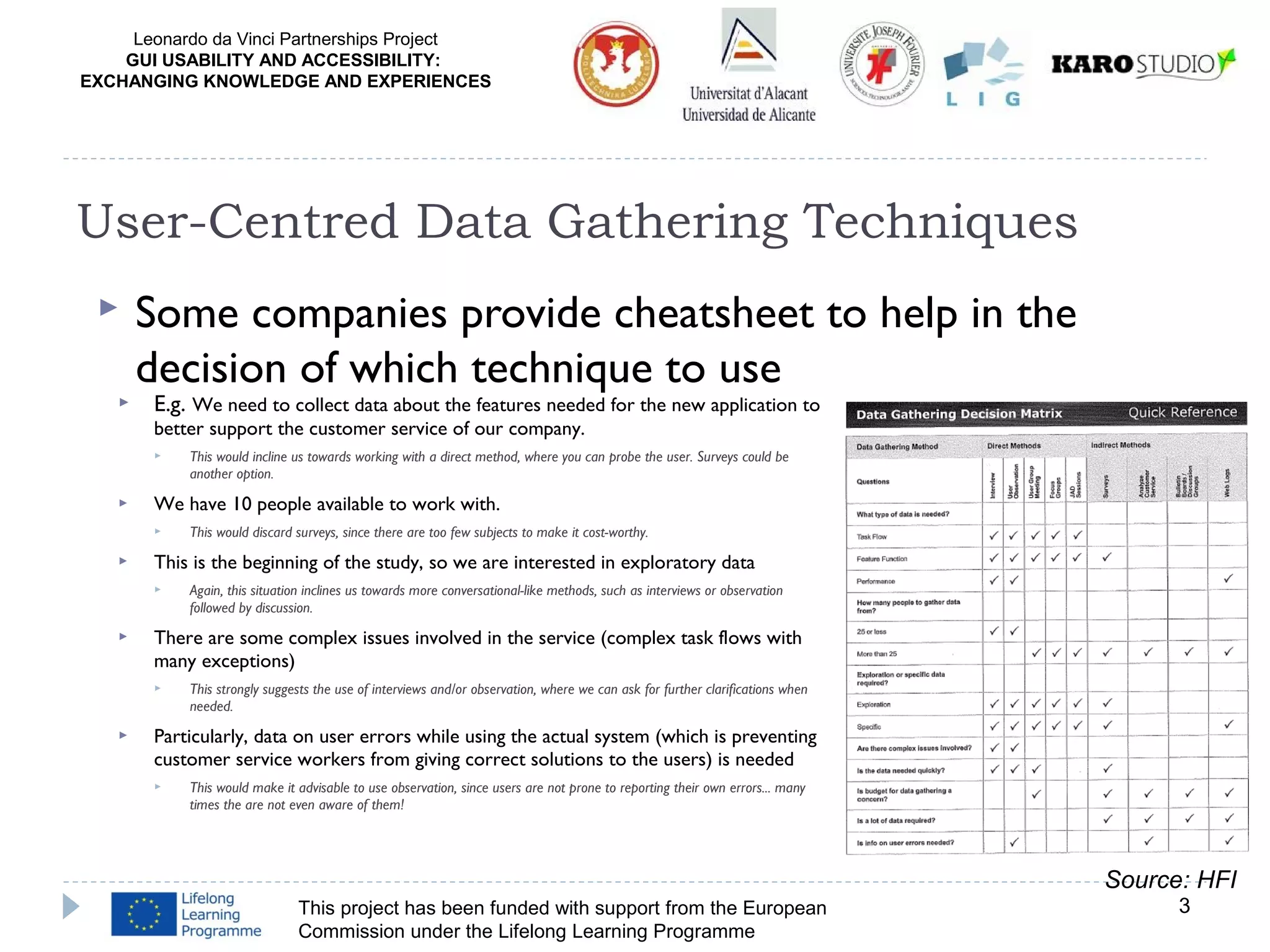 Uca Data Gathering Techniques Selection Criteria Ppt