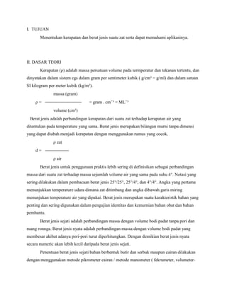 Kerapatan Dan Berat Jenis | DOCX