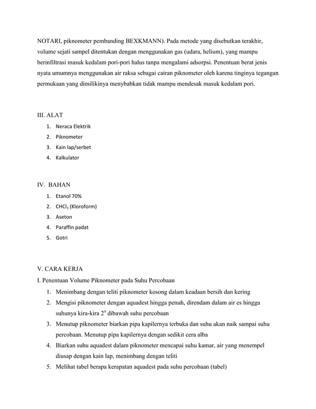 Kerapatan Dan Berat Jenis | DOCX