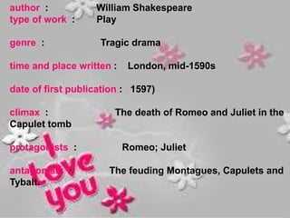 Romeo and Juliet play by Shakespeare | PPTX | Islam | Religion ...