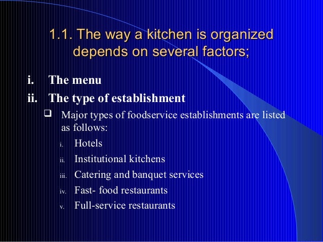 1.0 Introduction to kitchen operation