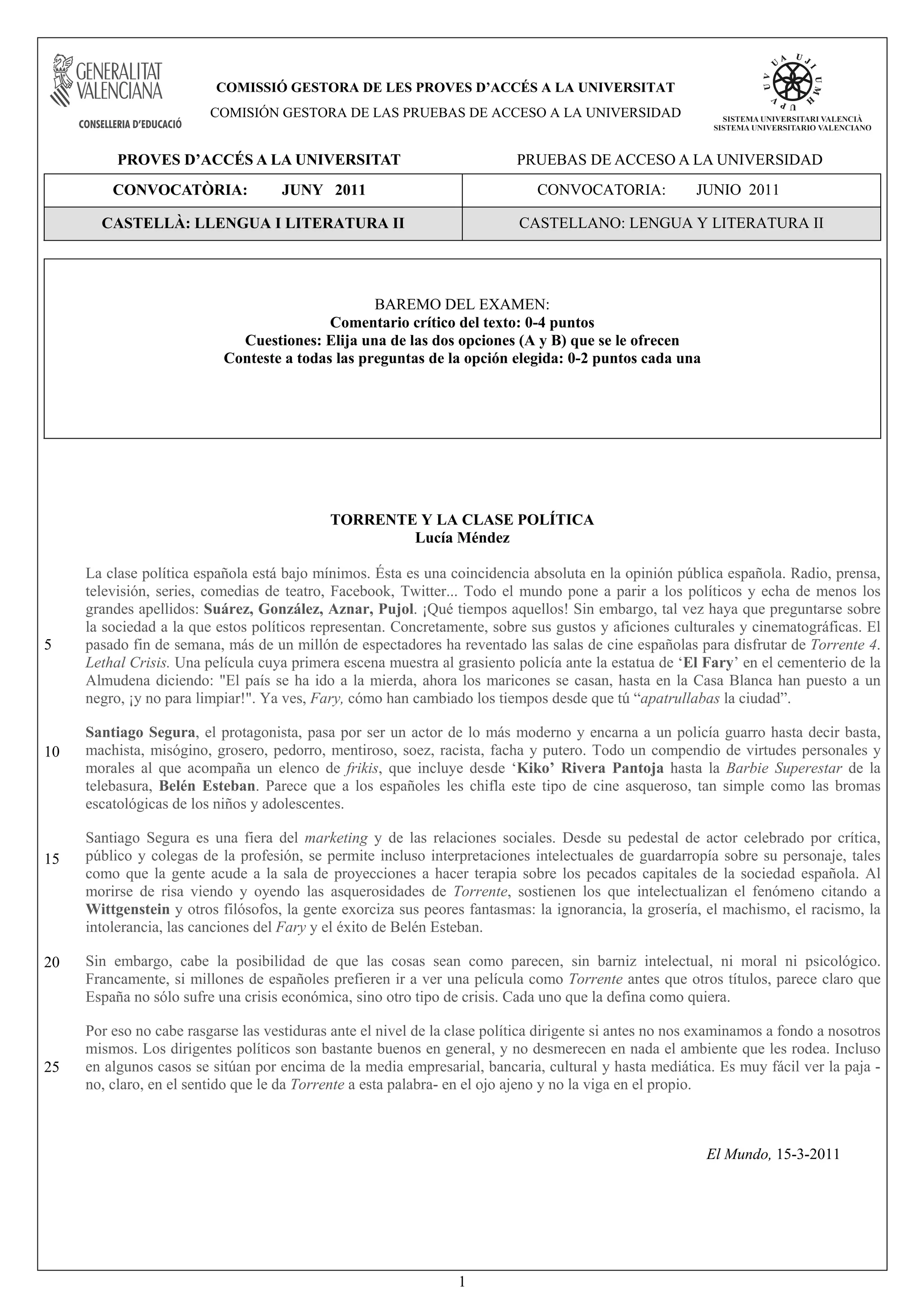 1. torrente y la clase política | PDF