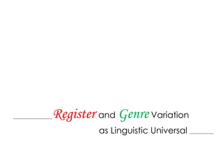 Introduction to register, genre and style perspective | PPTX