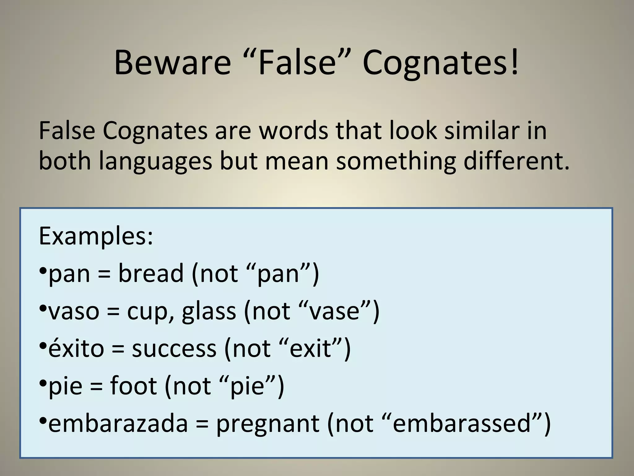 1.1.8 cognados | PPT