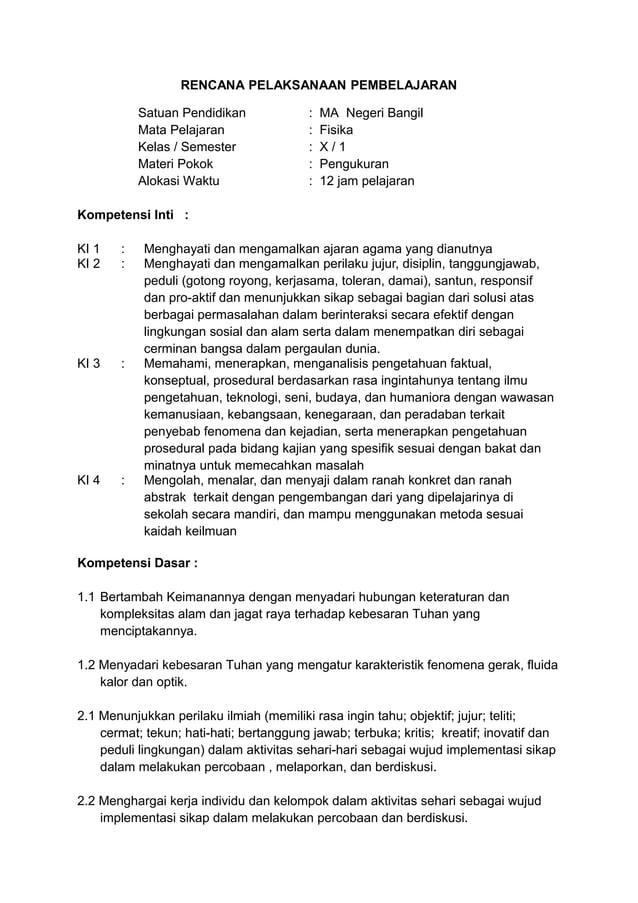1. rpp pengukuran man bangil | PDF