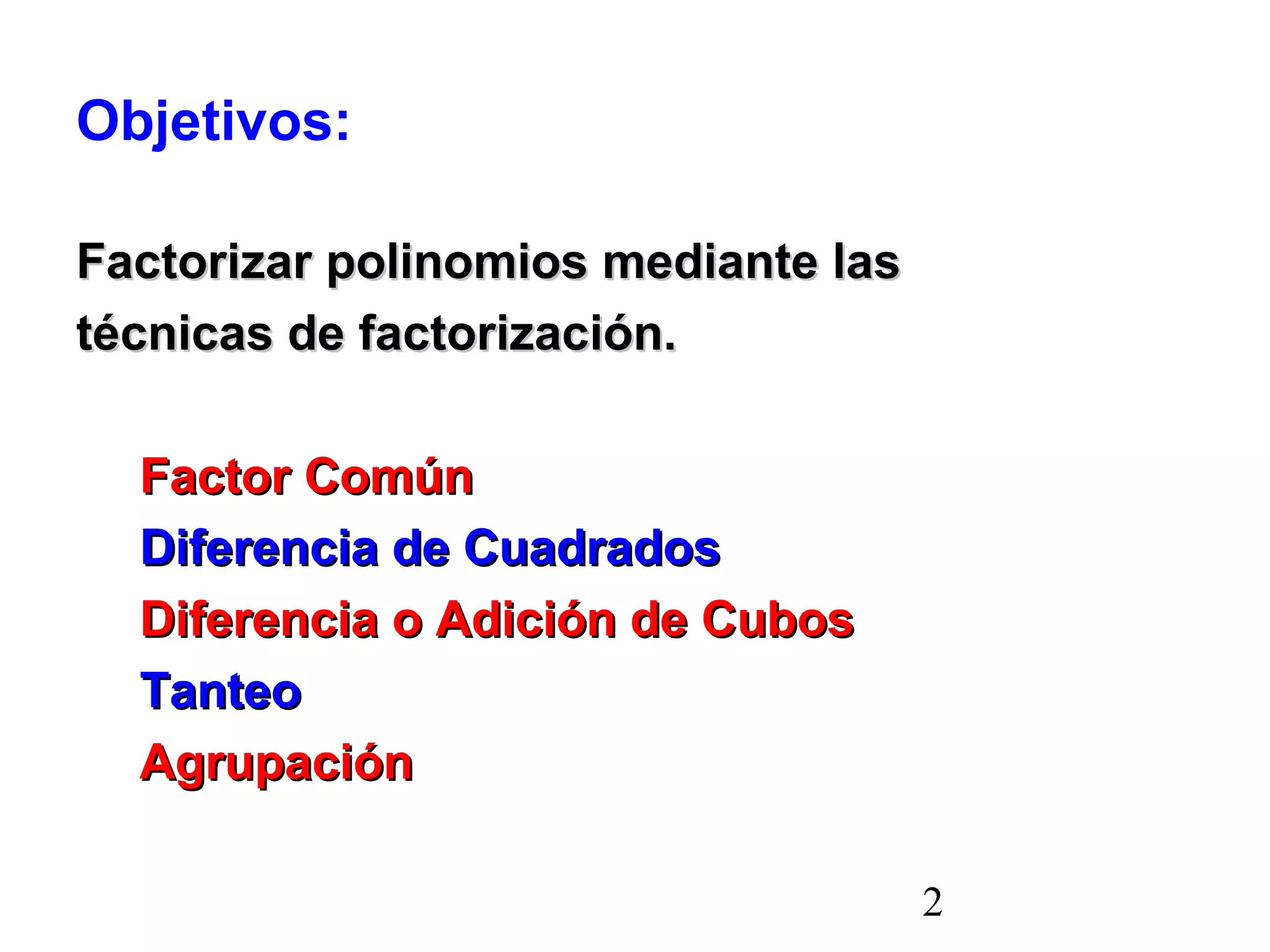 Factorización de polinomios-EMDH | PPT