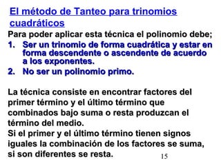 Factorización de polinomios-EMDH | PPT