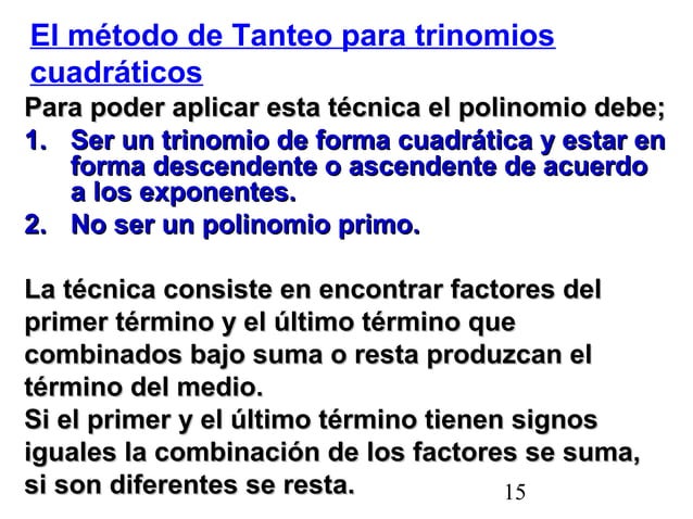 Factorización de polinomios-EMDH | PPT