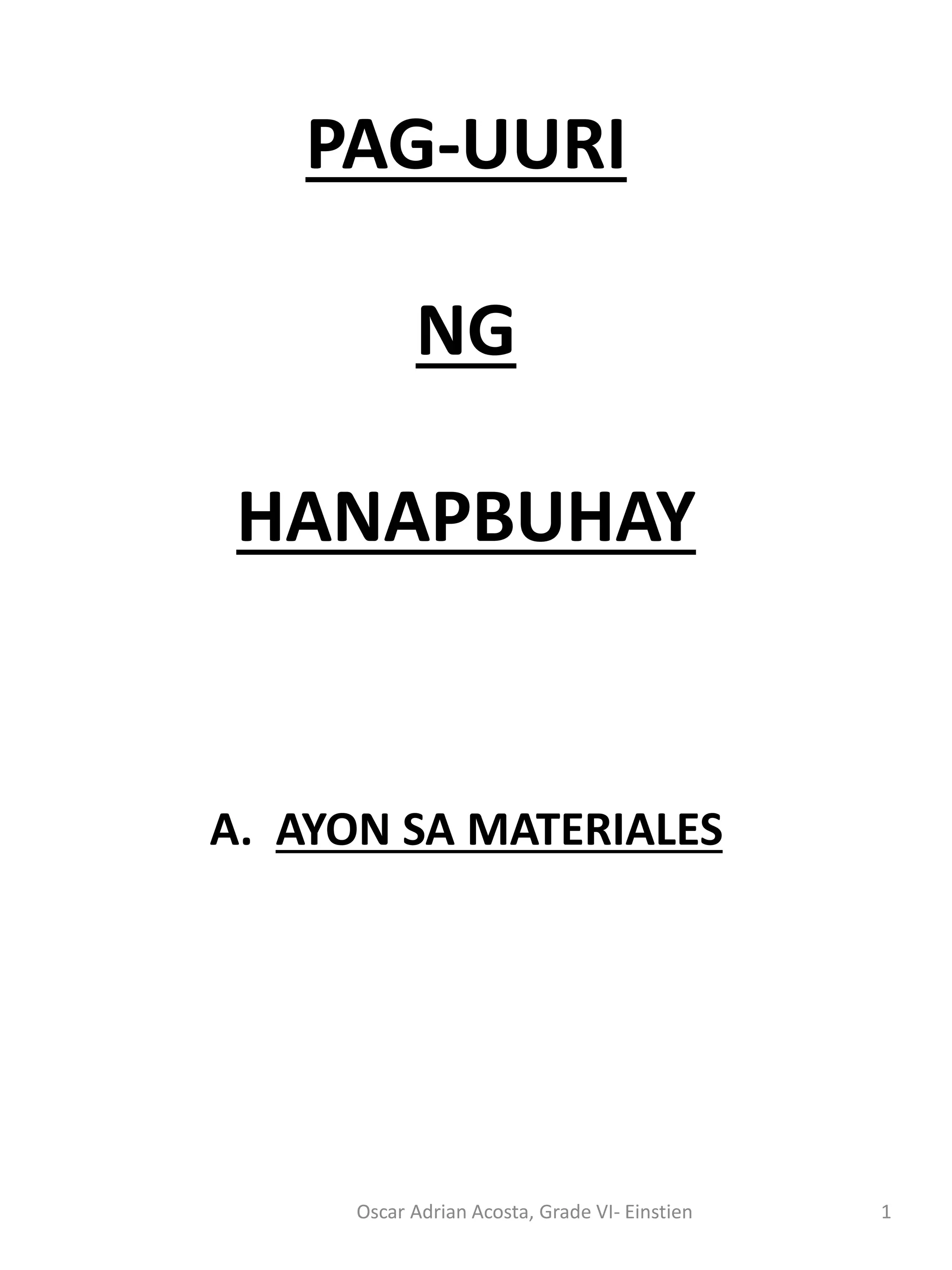 1.0 pag uuri ng hanapbuhay | PPTX