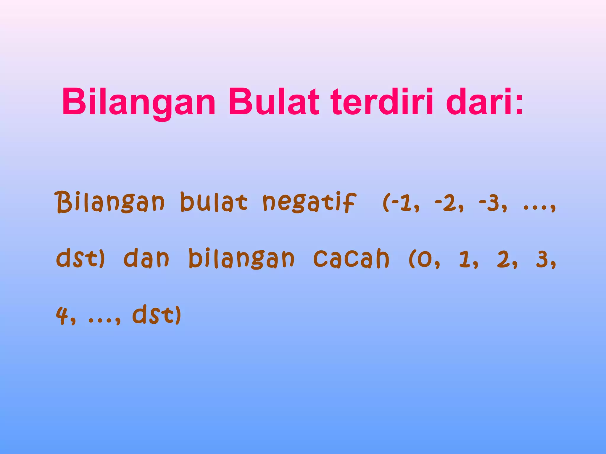 1. bilangan bulat penjumlahan dan pengurangan | PPT