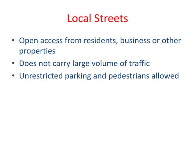 1. classification of urban roads 28 jun | PPTX | Rail Travel | Travel Type