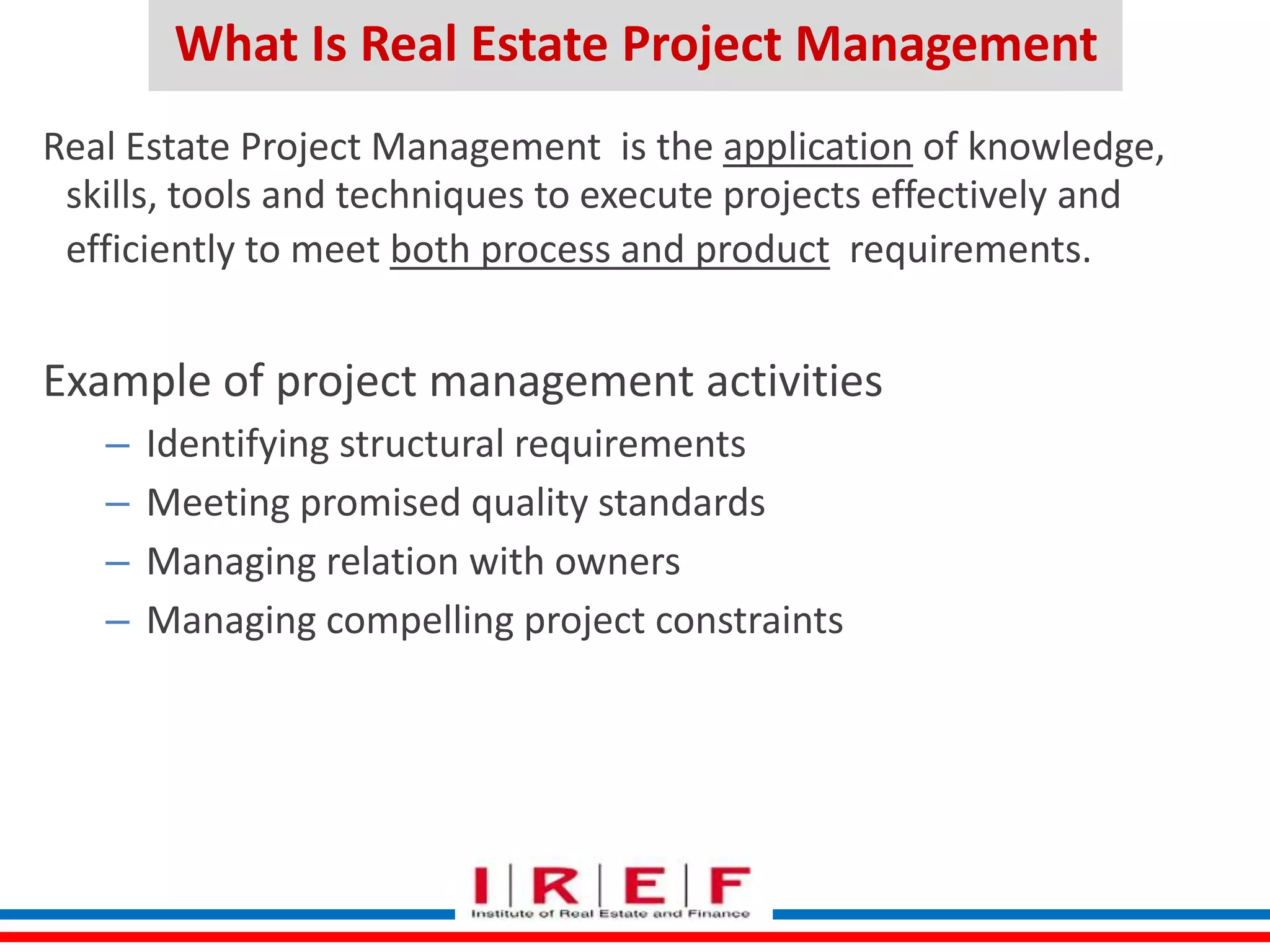 1.1 introduction to real estate project management | PPTX