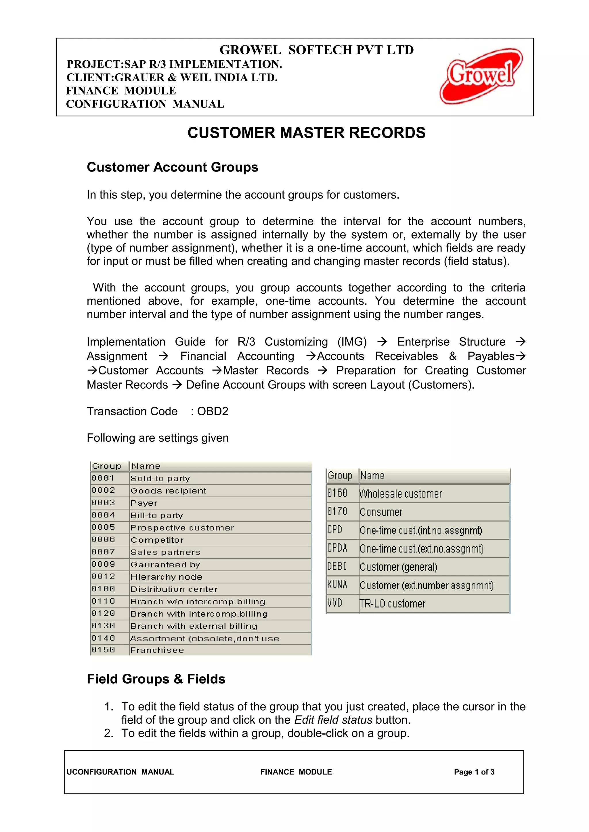 1. customer master records | DOC