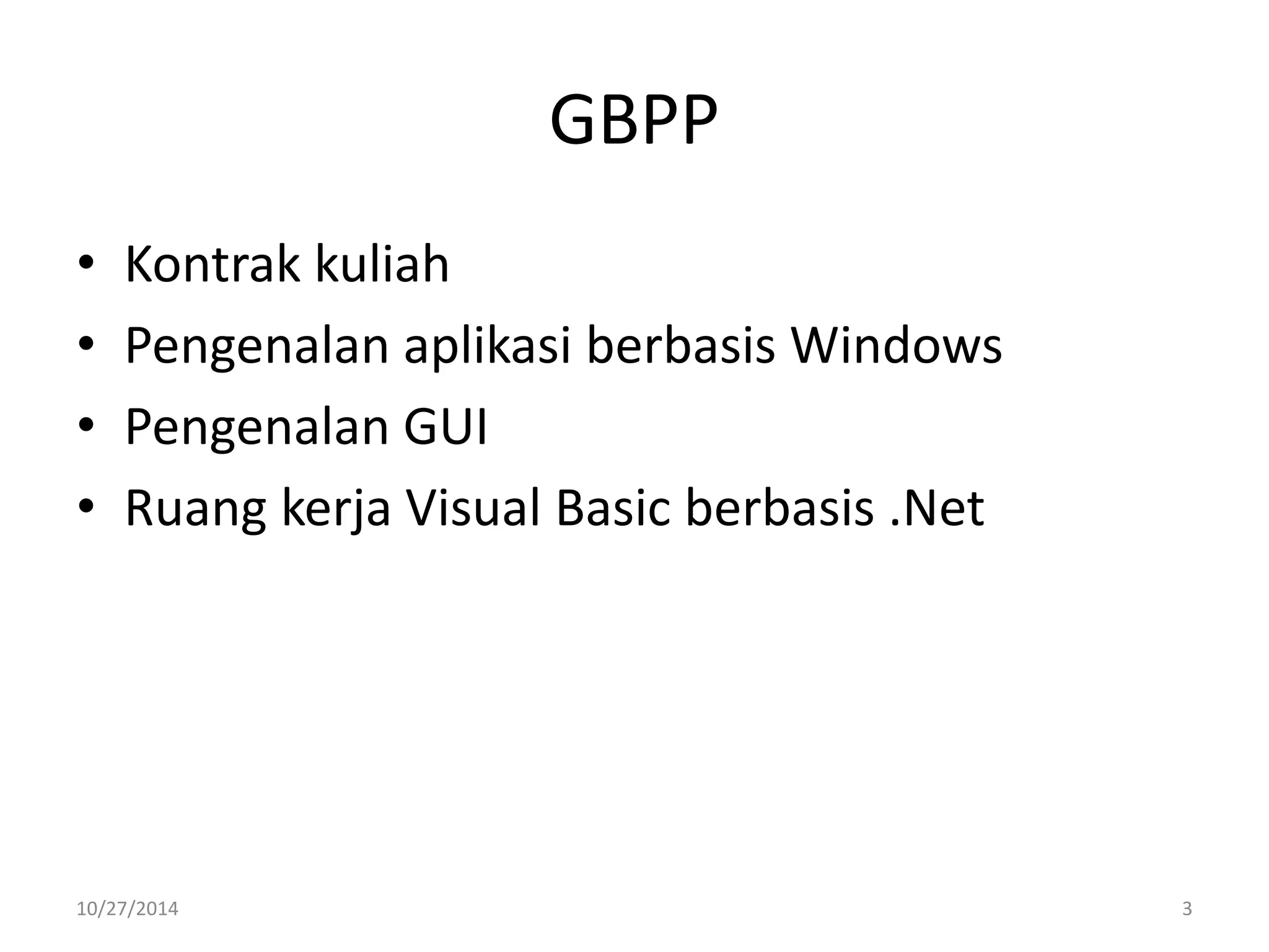 Materi 1 Pemrograman berbasis GUI | PPTX