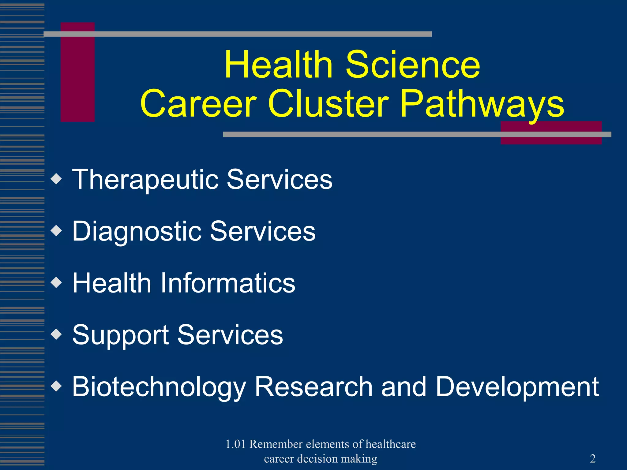 1.01 health science career cluster pathways | PPTX