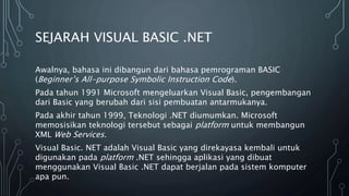 1. Pengenalan Visual Basic .Net - Pemrograman I | PPTX