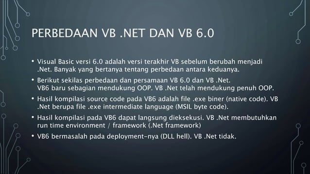 1. Pengenalan Visual Basic .Net - Pemrograman I | PPTX