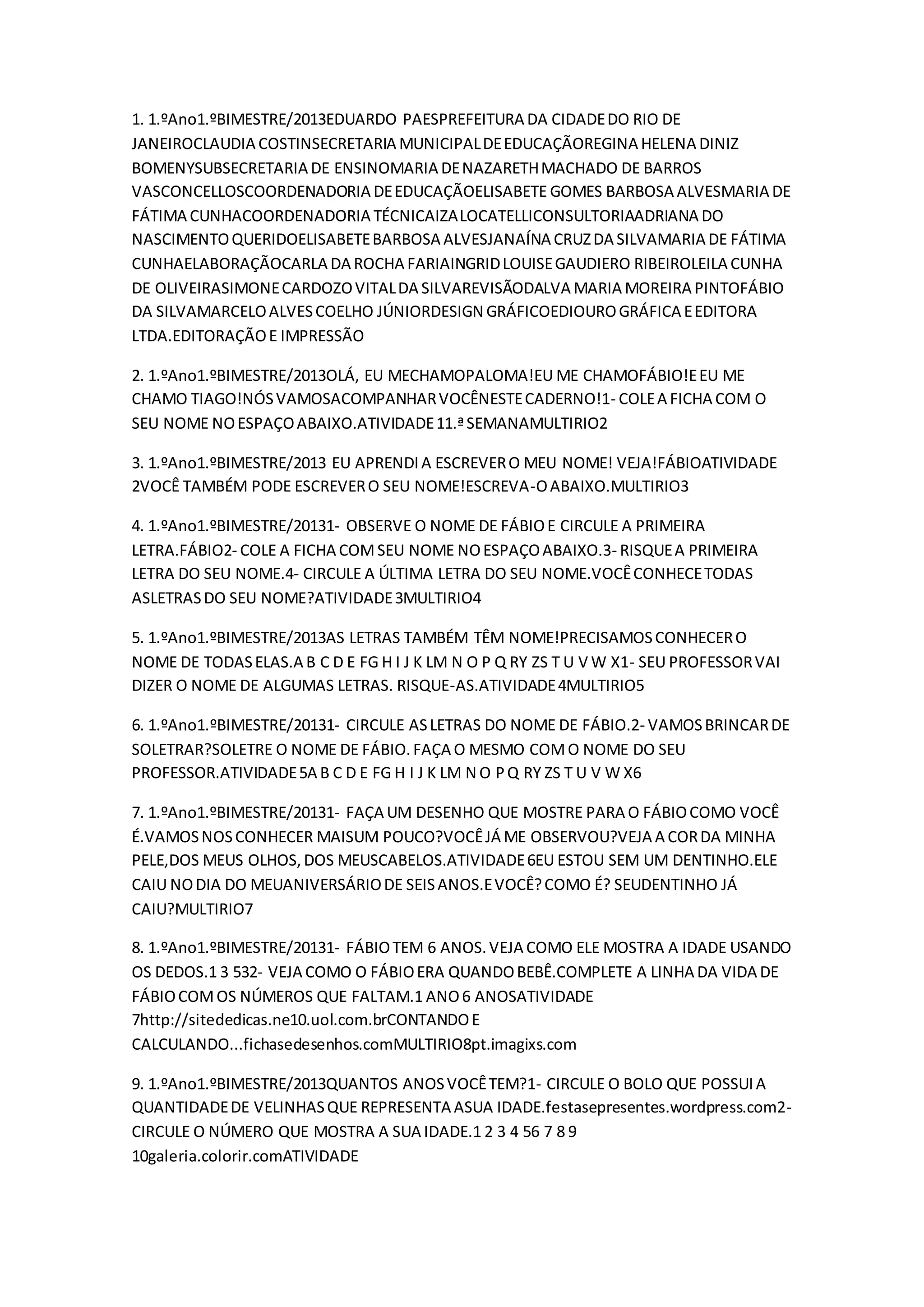 1.ºano1.ºbimestre Prefeitura do Rio | DOCX