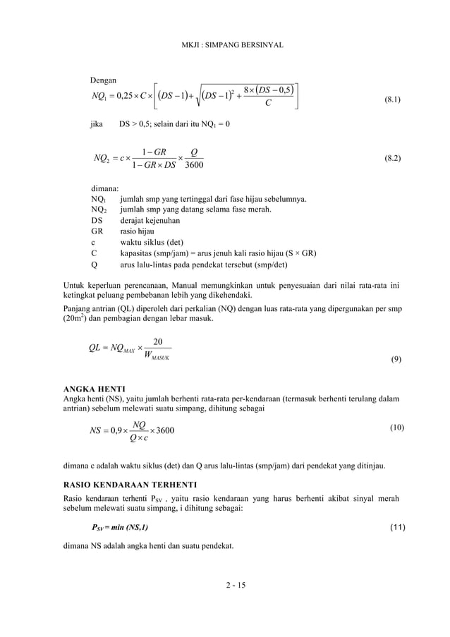 (MKJI) manual kapasitas jalan indonesia | PDF