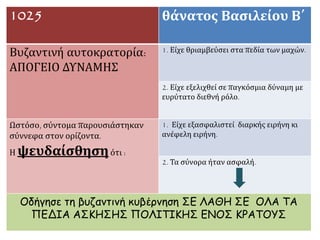 1. Η κρίση και οι απώλειες της αυτοκρατορίας κατά τον 11ο αιώνα (1025 ...