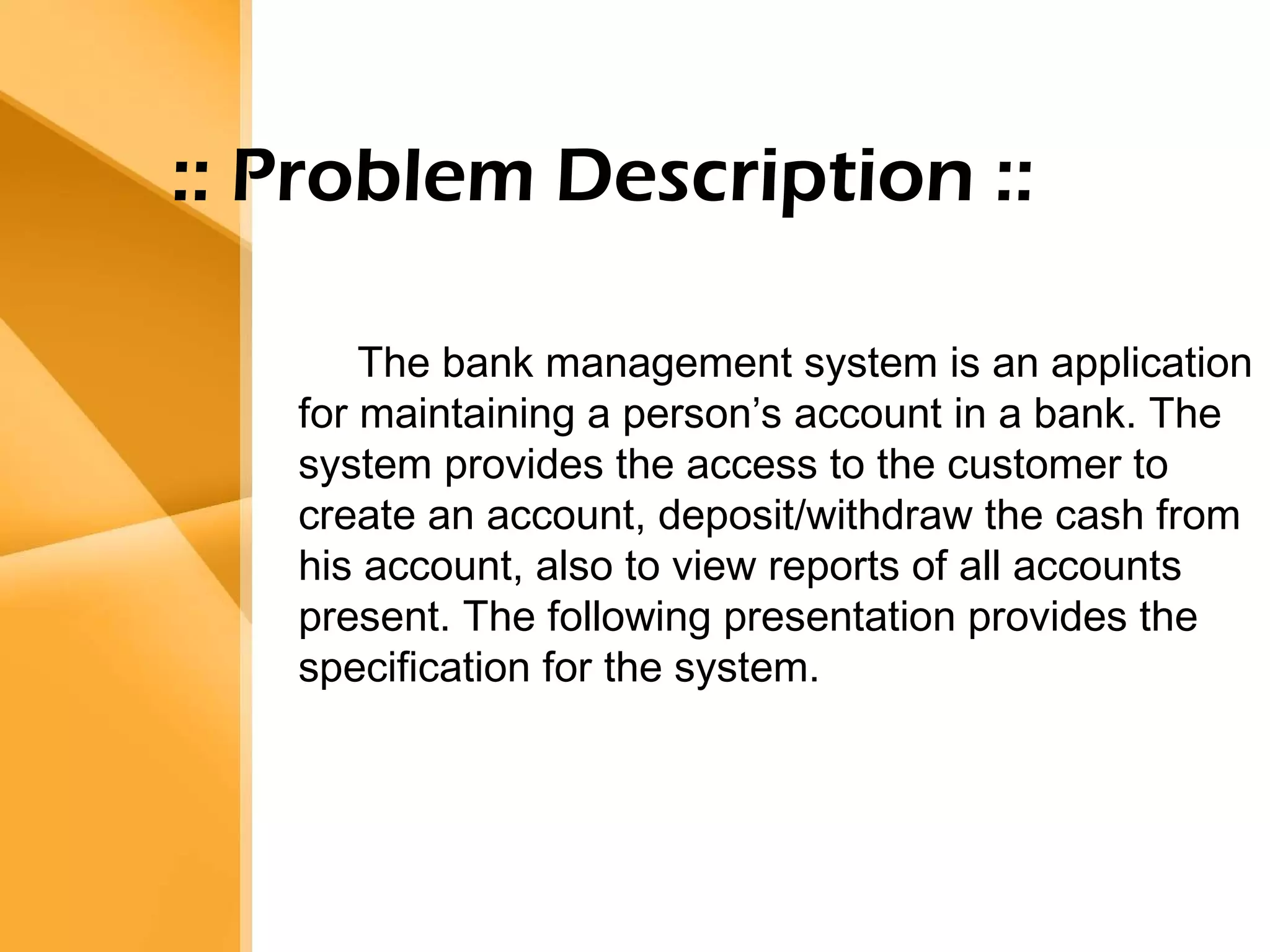 Bank Management System | PPT | Computer Software and Applications ...