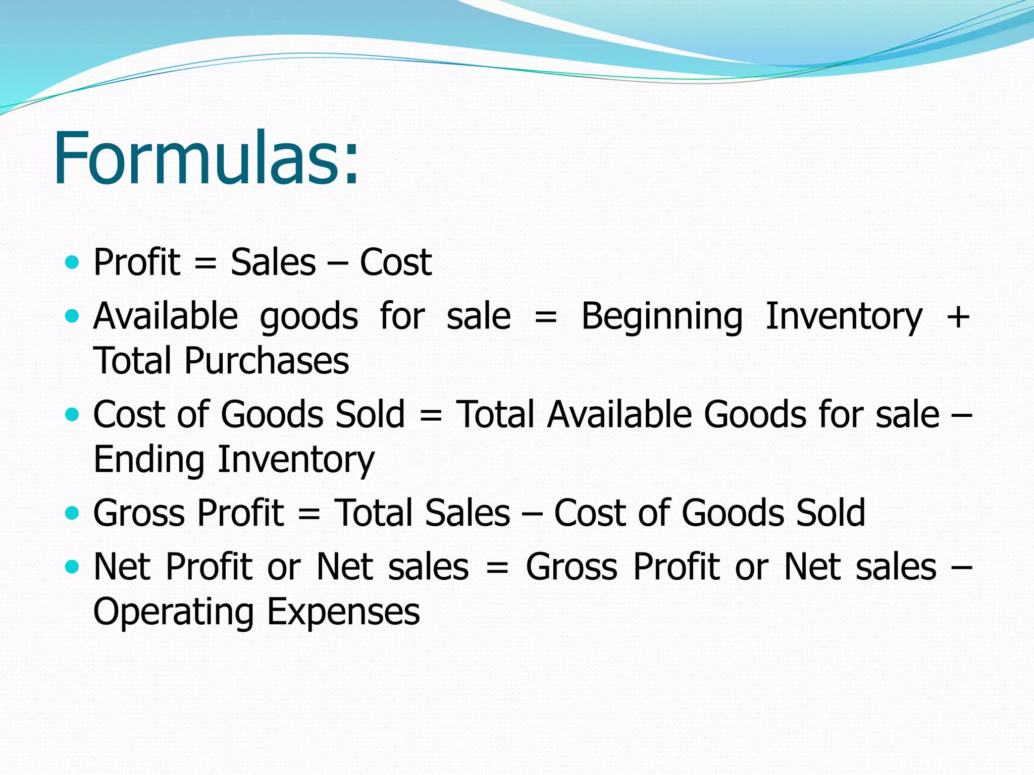 Profit & loss, sales and cost of goods sold | PPTX