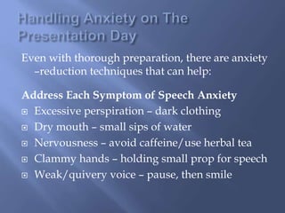 1. speaking in public dealing with presentational anxiety | PPTX