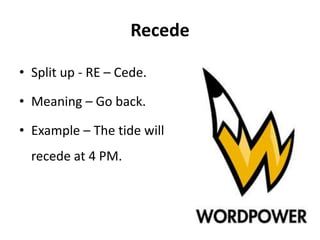 RE - back again (Etymology - Root words in english language - Manu ...