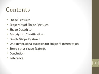 Shape Features | PPT | 3-D Graphics | Computer Software and Applications