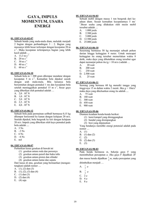 Kumpulan soal UN fisika sma tentang mekanika | PDF