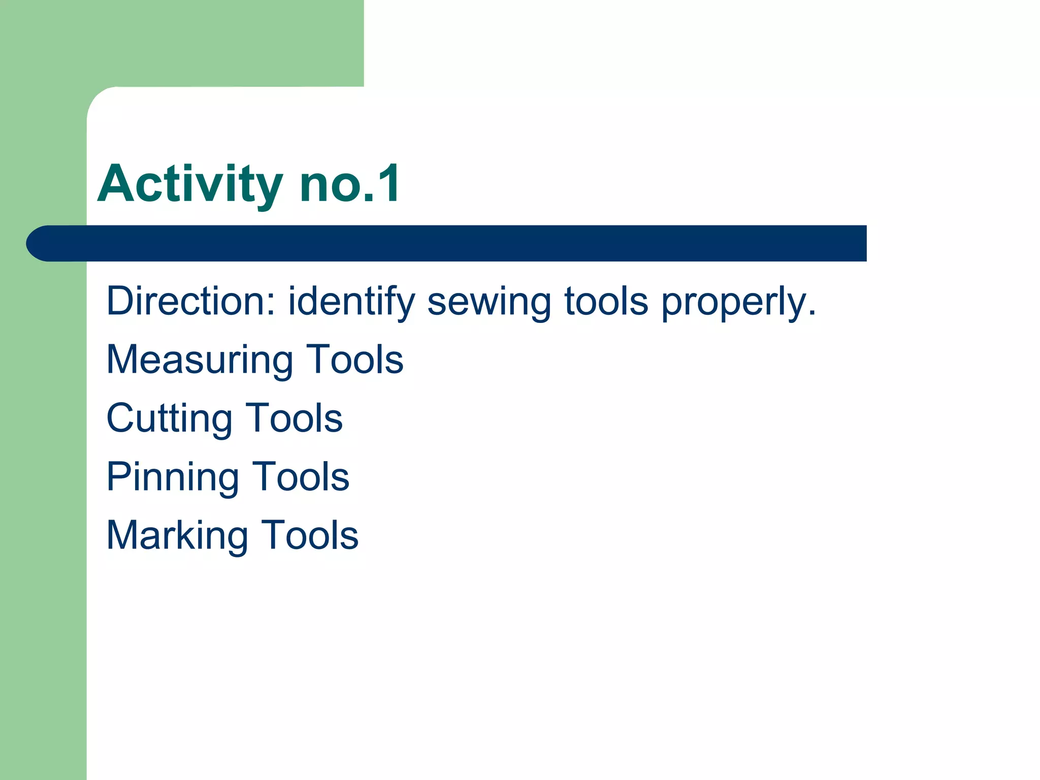 sewing tools and equipments | PPT