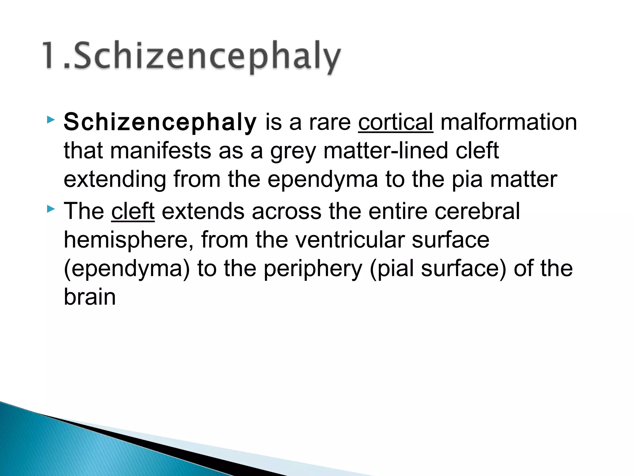1.schizencephaly 2.holoprosencephaly 3.porencephaly | PPT