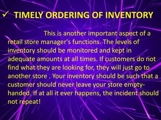 Responsibilities & functions of Retail Store Manager | PPTX