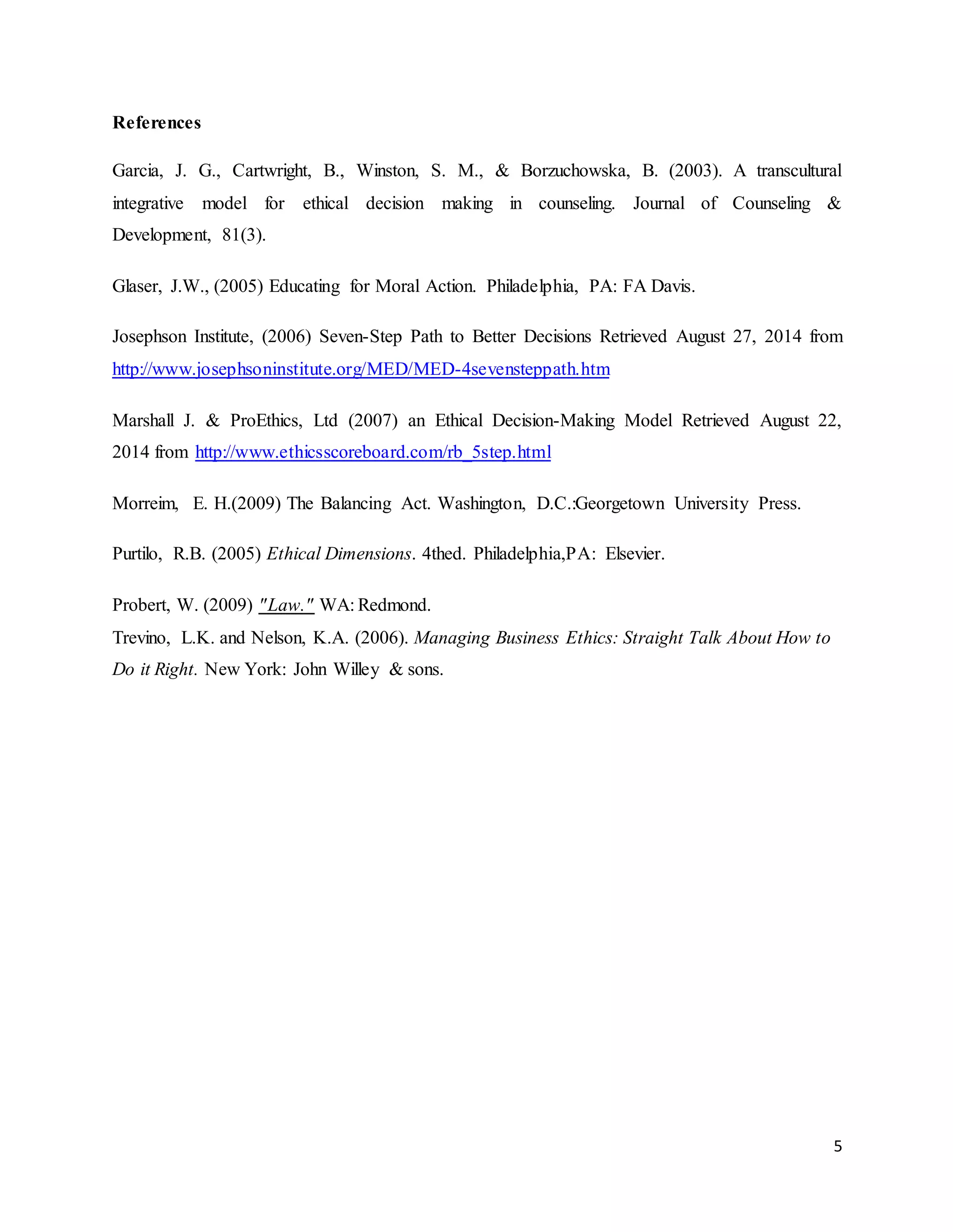 1. ethics decision making model | DOCX