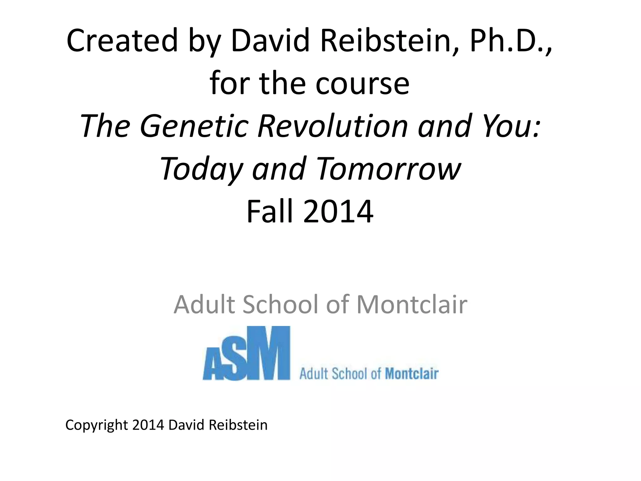 The Genetic Revolution: 1. Intro, Biological & Chemical Background | PPTX