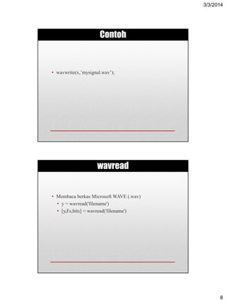 1. pengenalan-fungsi-dasar-pemrosesan-suara-di-matlab | PDF