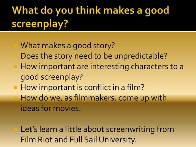 1. introduction to writing a screenplay | PPTX | Screenwriting | Content Production